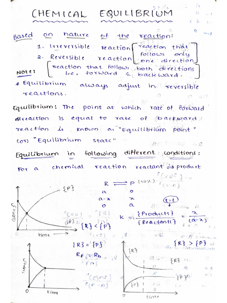 Chemical Equilibrium Hand Written Notes | PDF