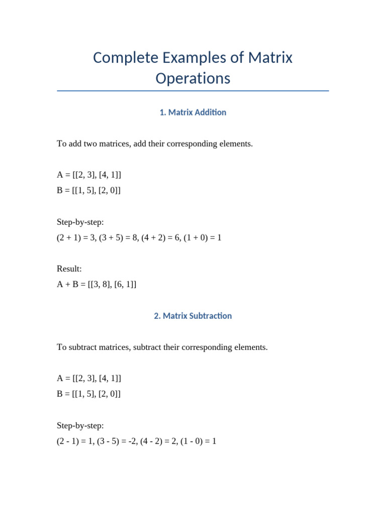Matrix Operations: Addition to Inverse | PDF