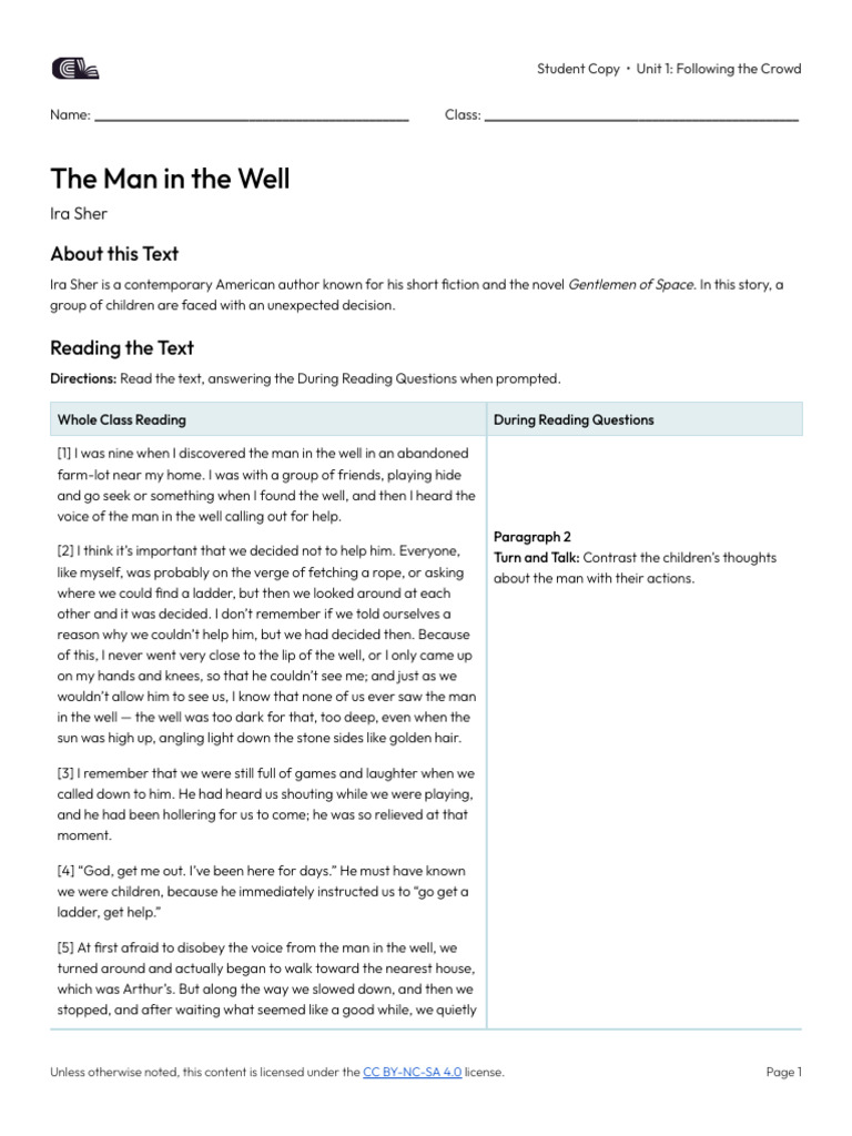 The Man in the Well: A Short Story Analysis | PDF | Creative Commons ...