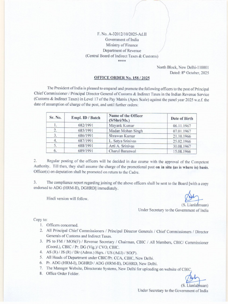Promotion Order of PCC | PDF
