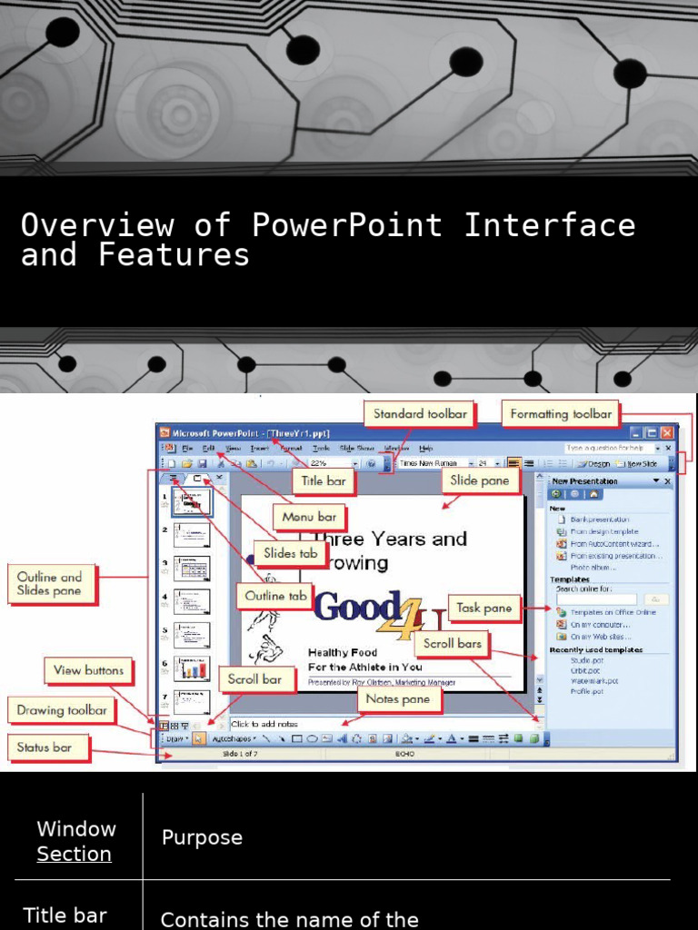 PowerPoint Interface and Features Guide | PDF | Window (Computing ...