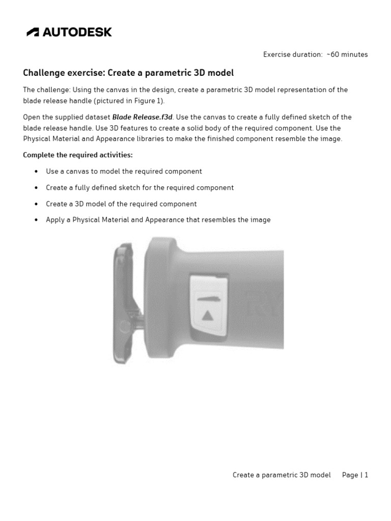 Create A Parametric 3D Model: Challenge Exercise | PDF