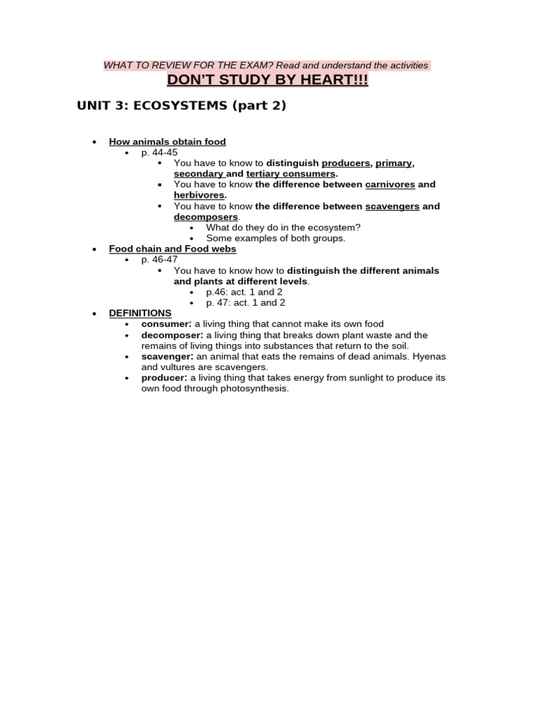 Ecosystems Exam Review Guide | PDF