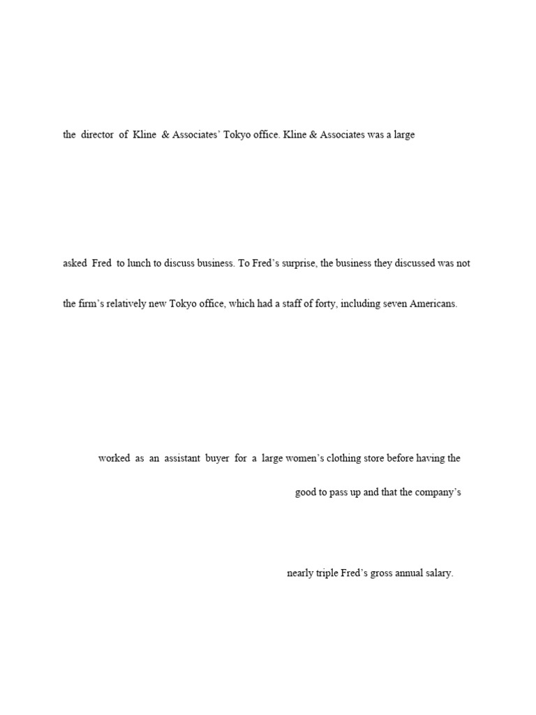 Fred Bailey's Tokyo Assignment Challenges | PDF | Cost Of Living