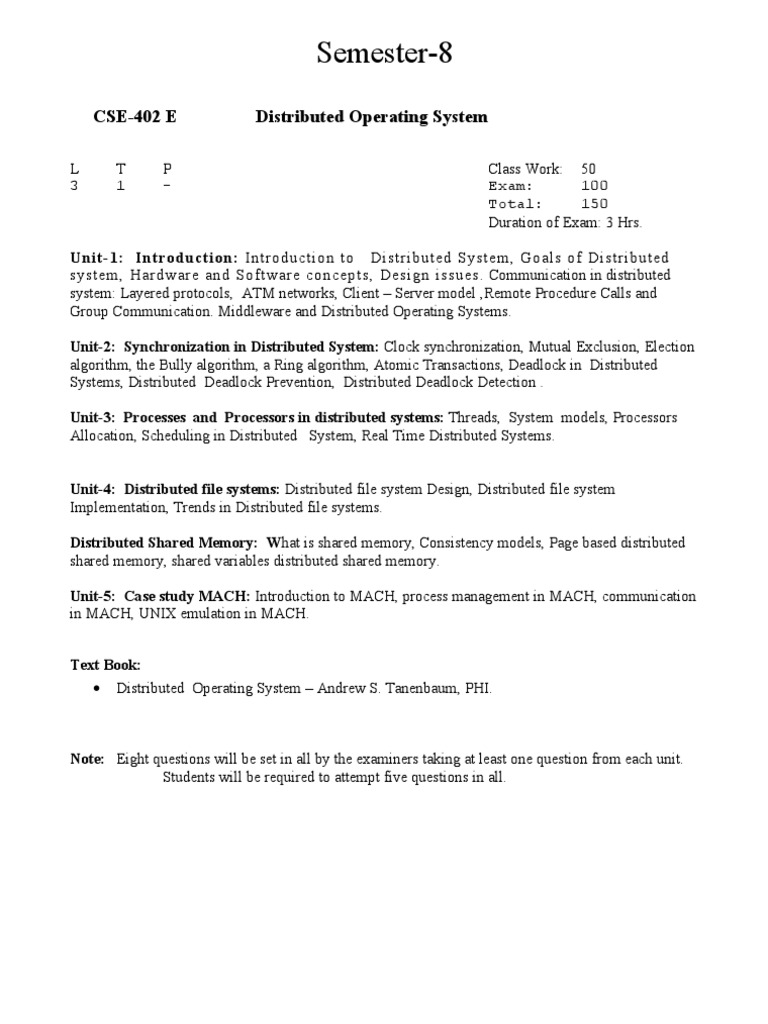 Semester-8: CSE-402 E Distributed Operating System | PDF | Use Case | Unified Modeling Language