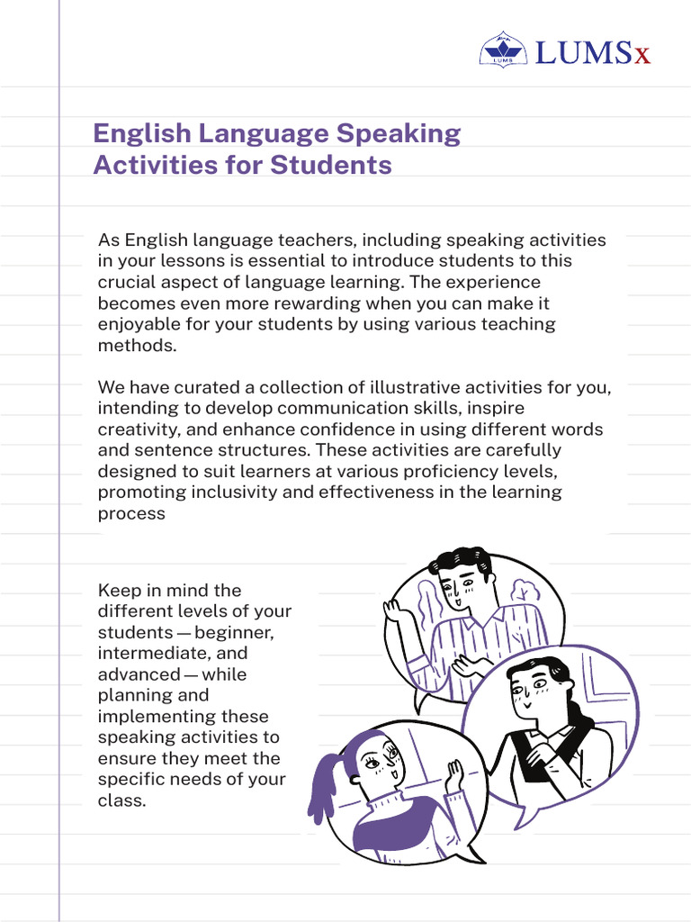 English Language Speaking Activities For Students | PDF | Learning ...