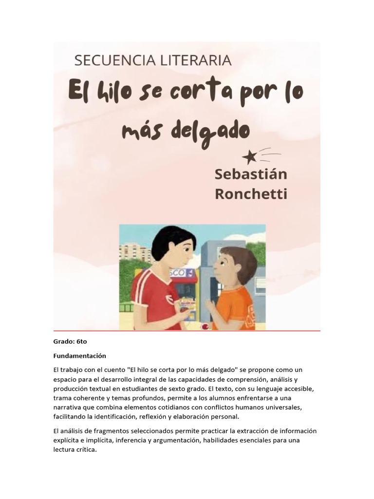 Informe sobre el cuento "El hilo se corta" | PDF | Coma | Puntuación
