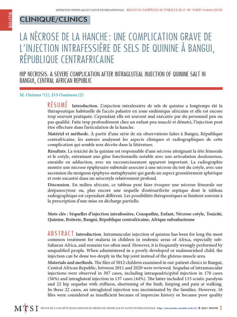 Nécrose de la hanche après injection de quinine | PDF | Anatomie ...