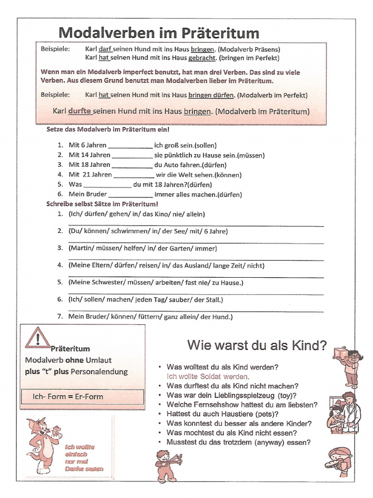 Übung 8 (Modalverben Im Präteritum) | PDF