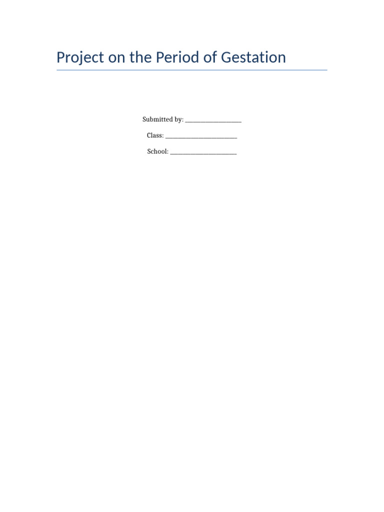 Project On Gestation With Placeholders | PDF | Pregnancy | Prenatal ...