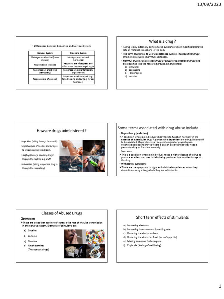 Topic 6 Drugs and The Nervous System Handout | PDF | Stimulant | Drugs