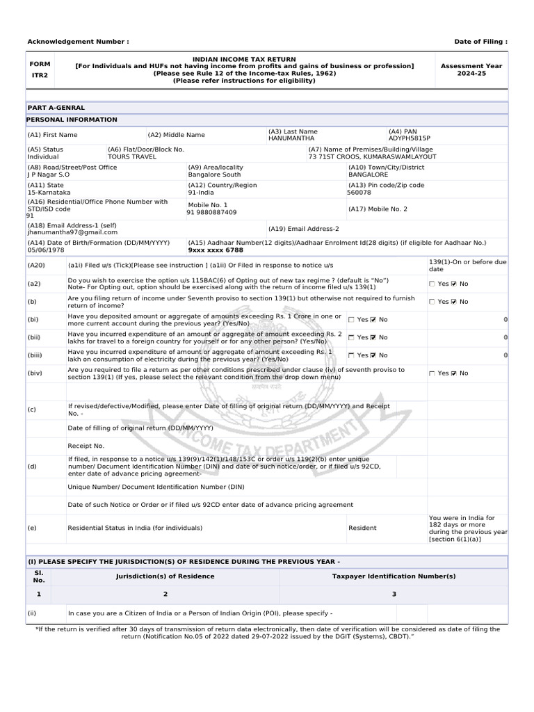 Itr2 Preview | PDF | Capital Gains Tax | Capital Gain