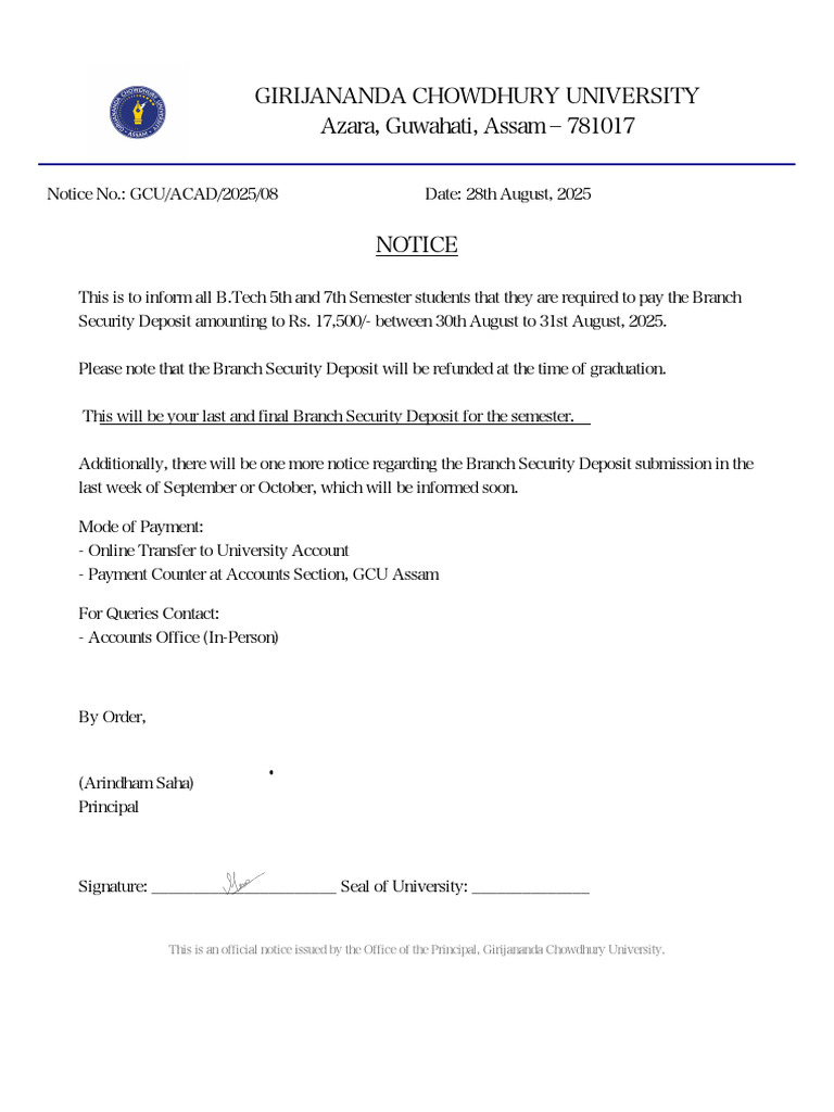 GCU Official Notice | PDF