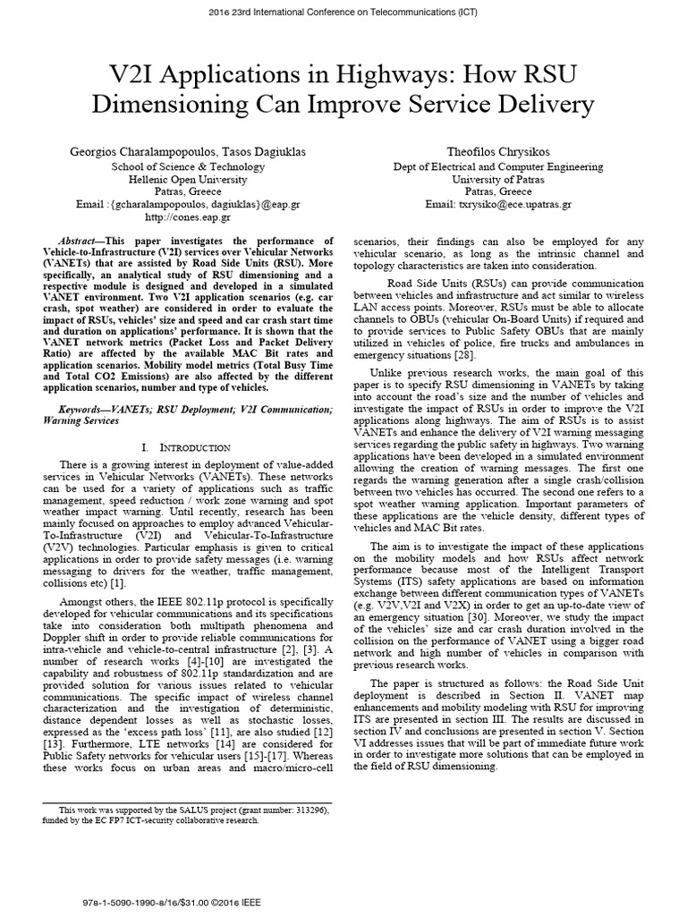 RSU Dimensioning for V2I Services | PDF | Ieee 802.11 ...