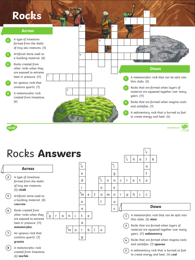 T TP 1689331219 Rocks Crossword Activity Ver 3 | PDF | Rock (Geology ...