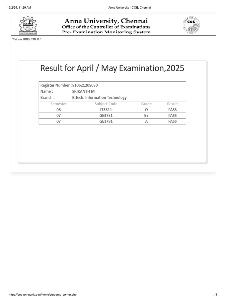 Anna University - COE, Chennai | PDF