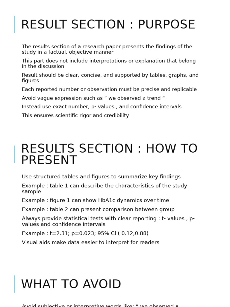 Result Section: Purpose | PDF | Academic Journal | Open Access