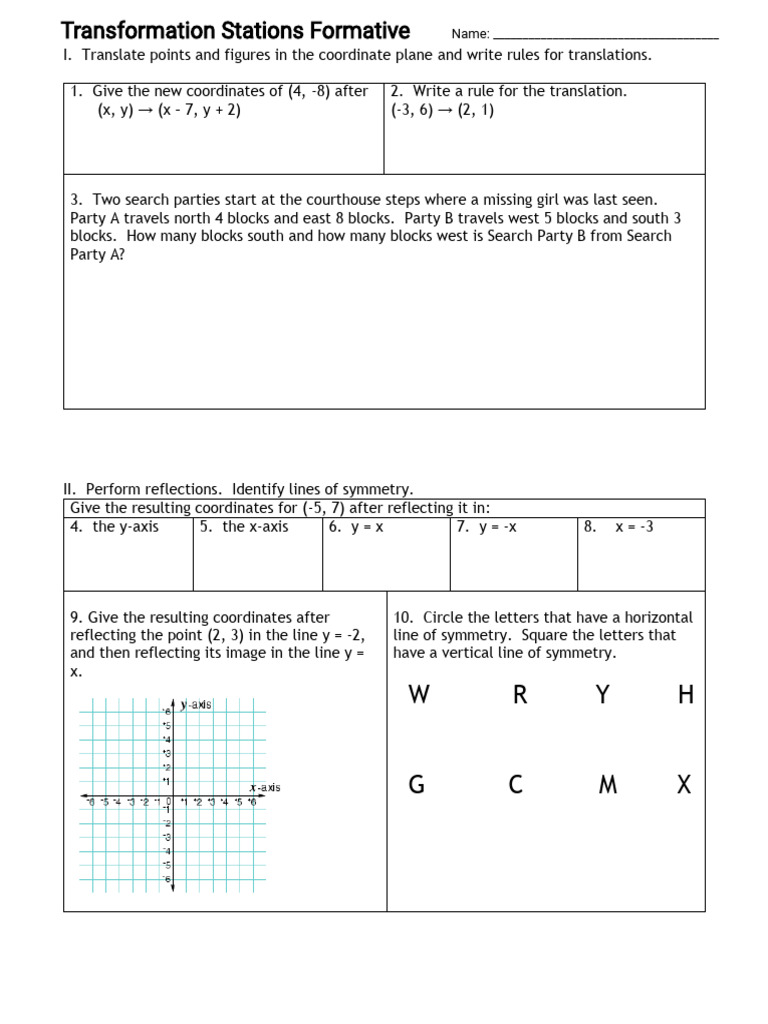 Chapter 4 Transformation Stations (Student Version) | PDF | Cartesian ...