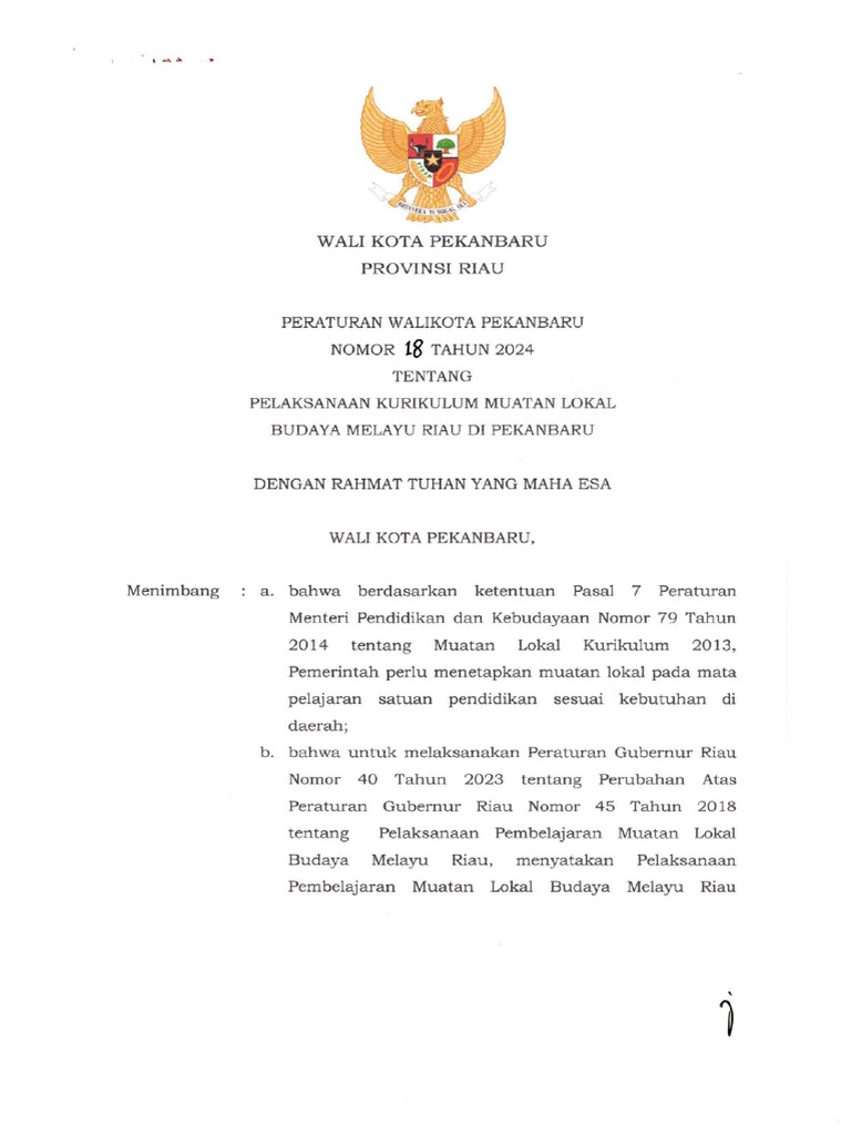 Perwako Nomor 18 Tahun 2024 | PDF