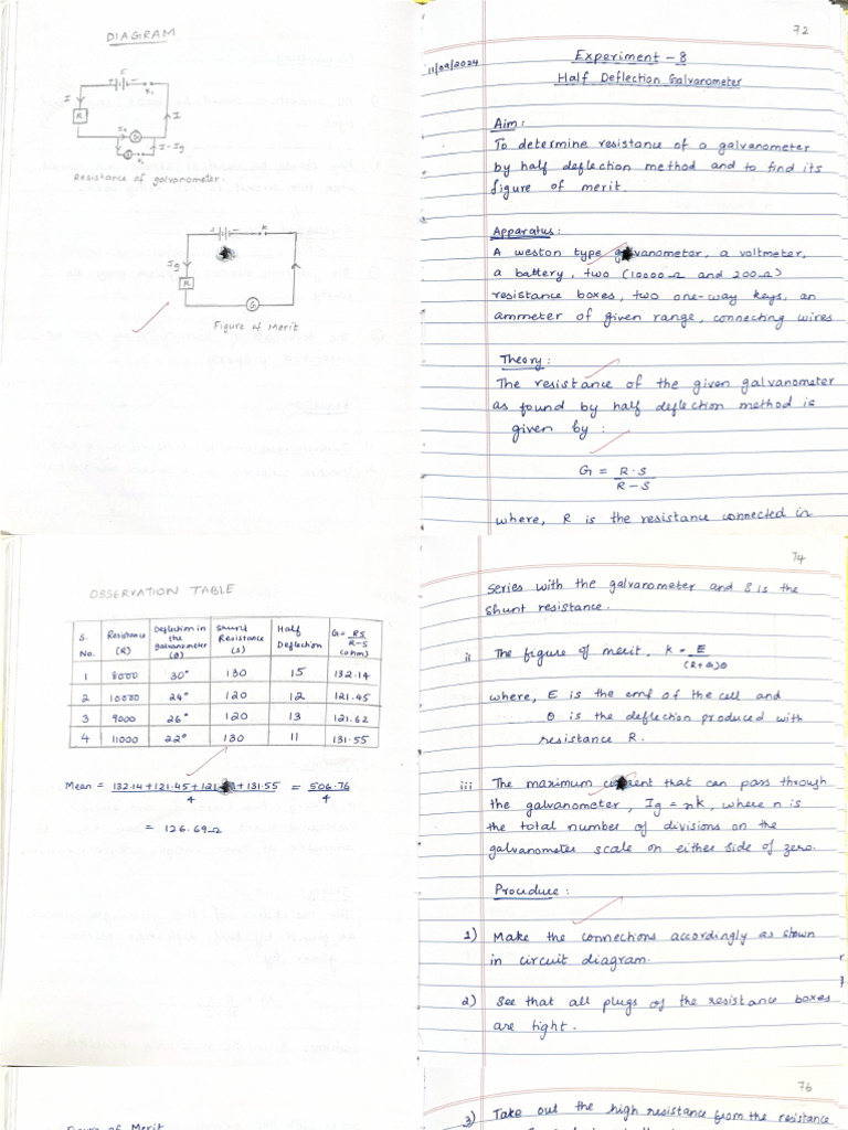 Experiment 6 - Half Deflection Galvanometer | PDF