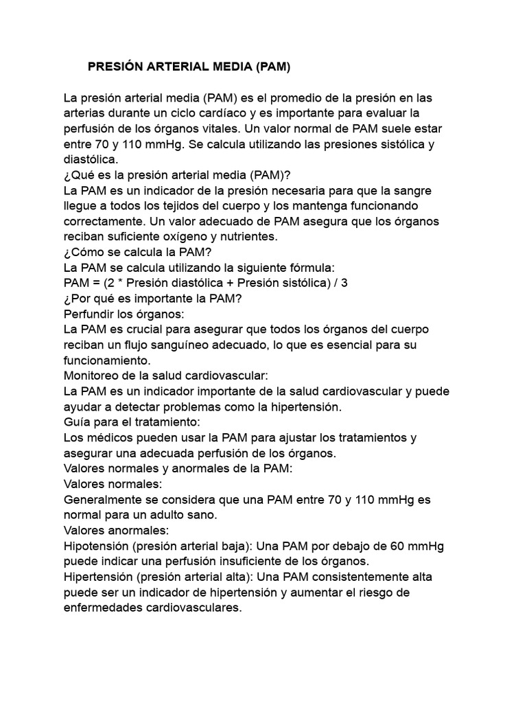 Valores Normales de la PAM | PDF
