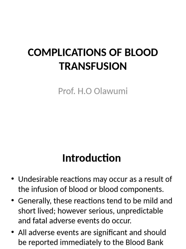 Blood Transfusion Complications Explained | PDF | Blood Transfusion ...