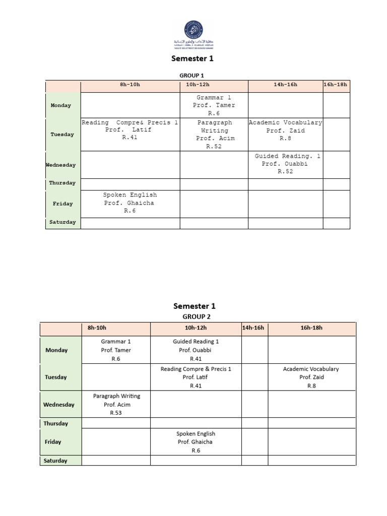 Semester Course Schedule Overview | PDF | Reading (Process) | Written ...