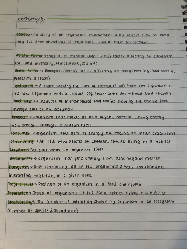 Biology Ecology Notes | PDF