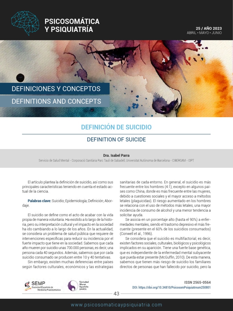 Definición y factores del suicidio | PDF | Suicidio | Salud mental