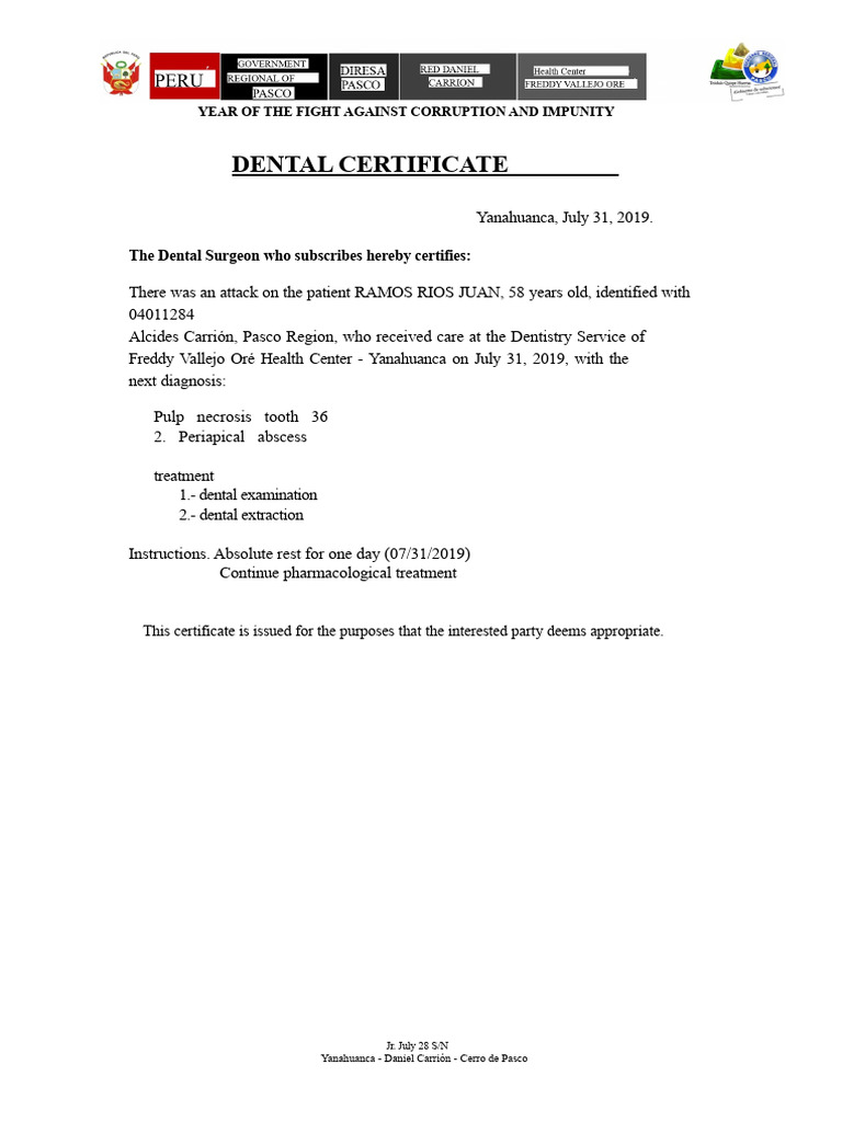 Dental Certificate 2 | PDF