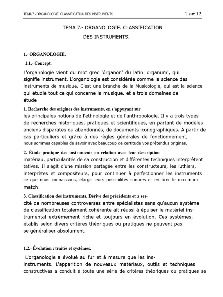 Classification des instruments de musique | PDF | Organologie | Science