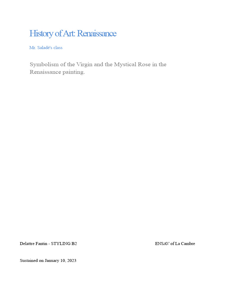 Symbolism of The Virgin in Mystical Rose During The Renaissance | PDF ...