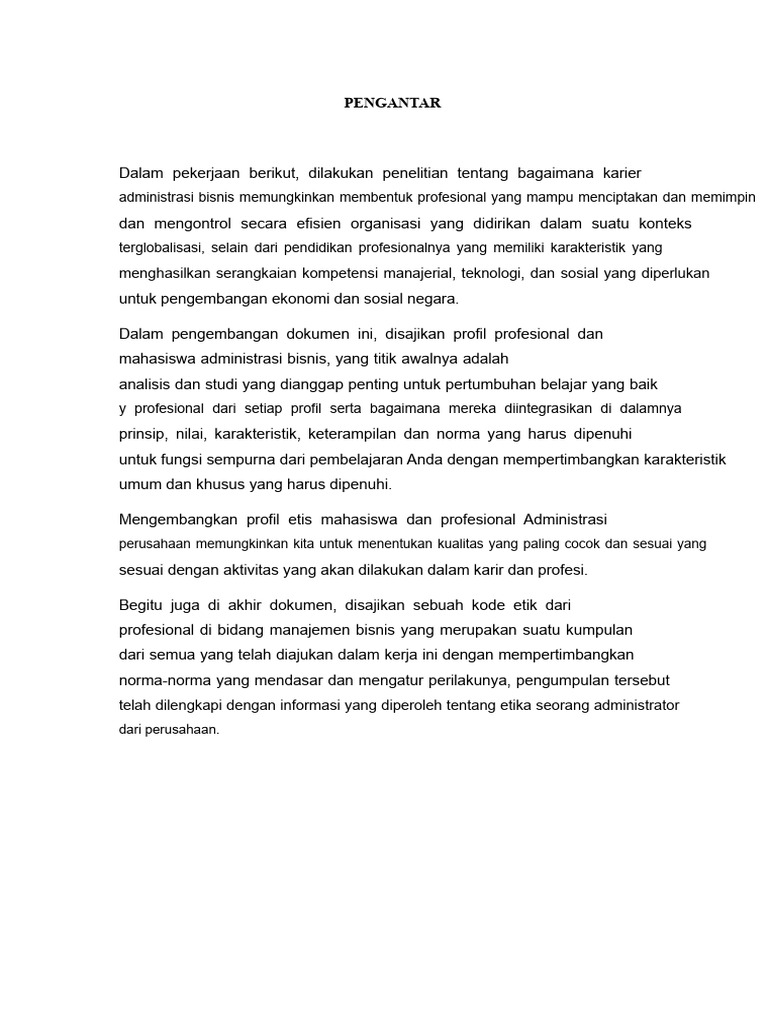 Profil Etis Mahasiswa Administrasi Bisnis | PDF
