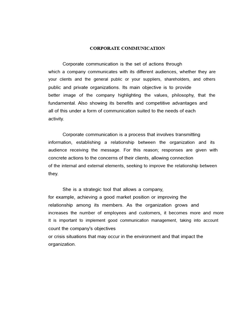 Corporate Communication | PDF | Communication | Public Relations