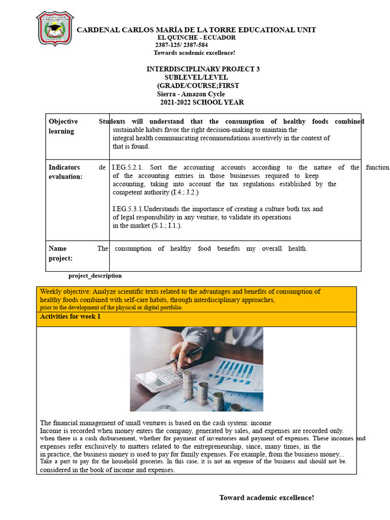 1st INTERDISCIPLINARY PROJECT WEEK FROM NOVEMBER 8 TO 12 | PDF ...