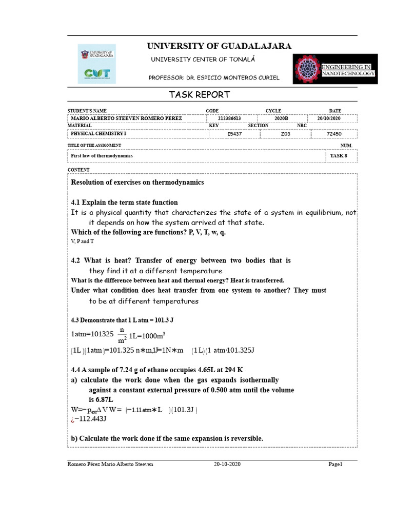 Task No. 8 | PDF | Heat | Gases