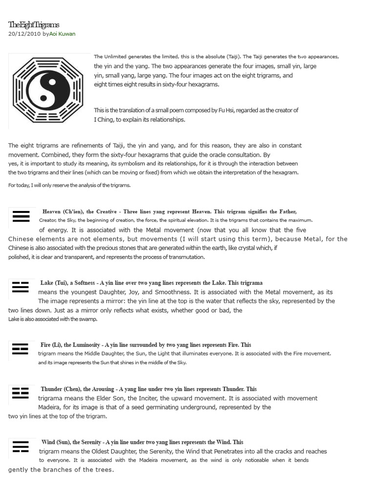 Understanding the Eight Trigrams | PDF | Yin And Yang | Chinese Philosophy
