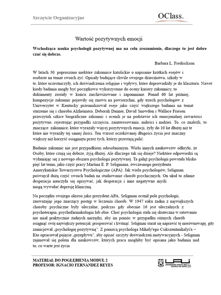 Barbara Fredrickson Emocje Pozytywne PDF | PDF