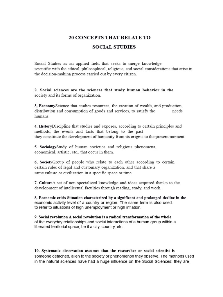 Key Concepts in Social Studies | PDF | Science | Knowledge