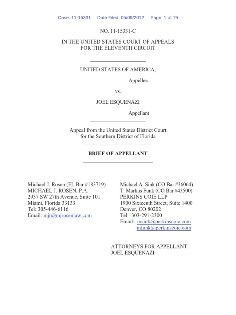 Joel Esquenazi Appellate Brief | PDF | Standard Of Review | United ...
