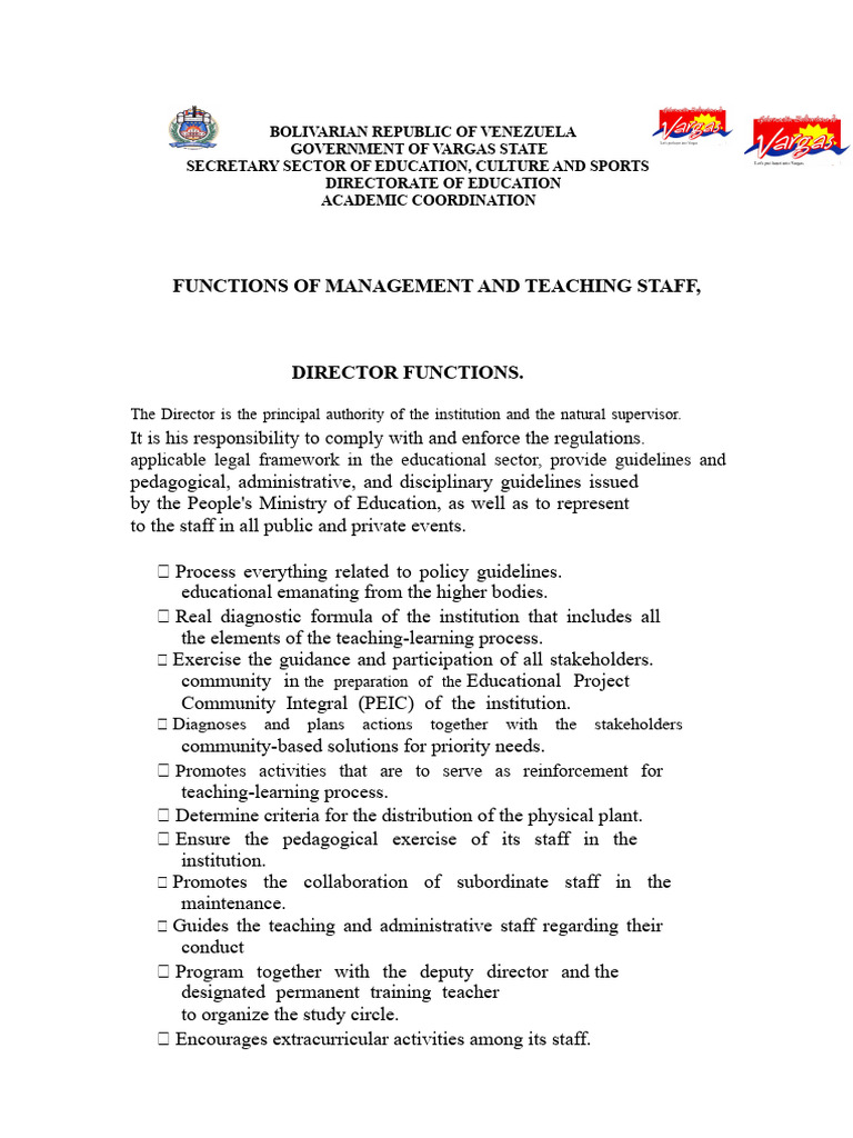 FUNCTIONS OF MANAGEMENT PERSONNEL | PDF | Teachers | Evaluation