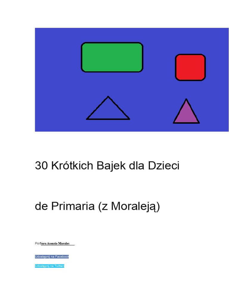 30 Krótkich Bajek Dla Dzieci W Szkole Podstawowej | PDF