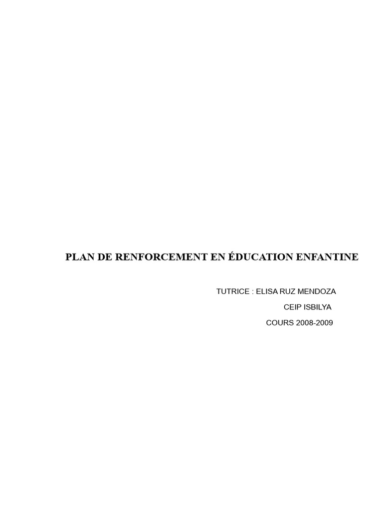 Plan de Renforcement Éducatif 2008-2009 | PDF
