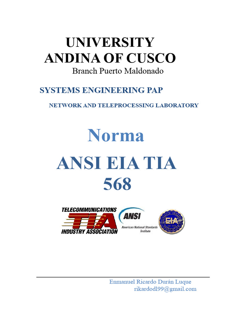ANSI/TIA/EIA 568 Cabling Standards Overview | PDF | Transmission Medium ...