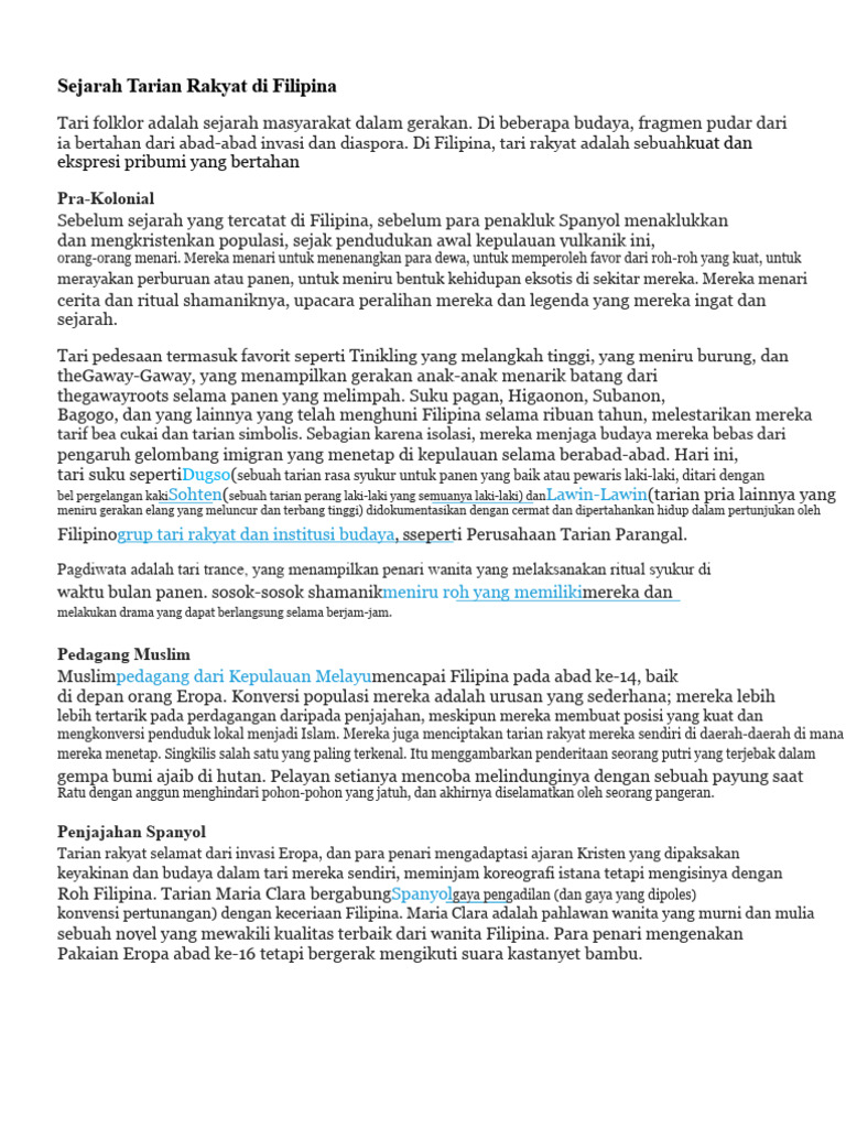 Sejarah Tarian Rakyat Filipina | PDF