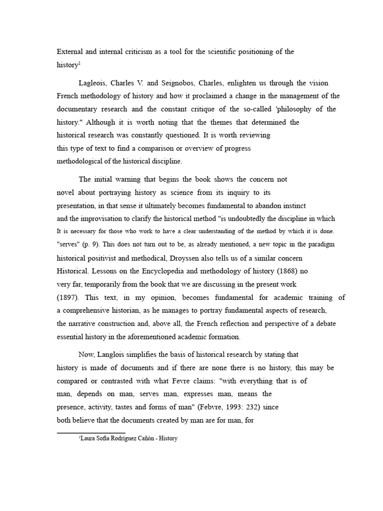 The External and Internal Criticism As A Tool For The Scientific ...
