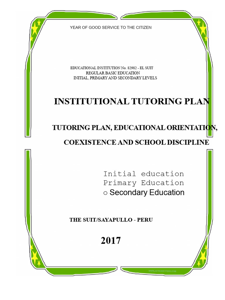 Institutional Tutoring Plan Overview | PDF | Teachers | Adolescence