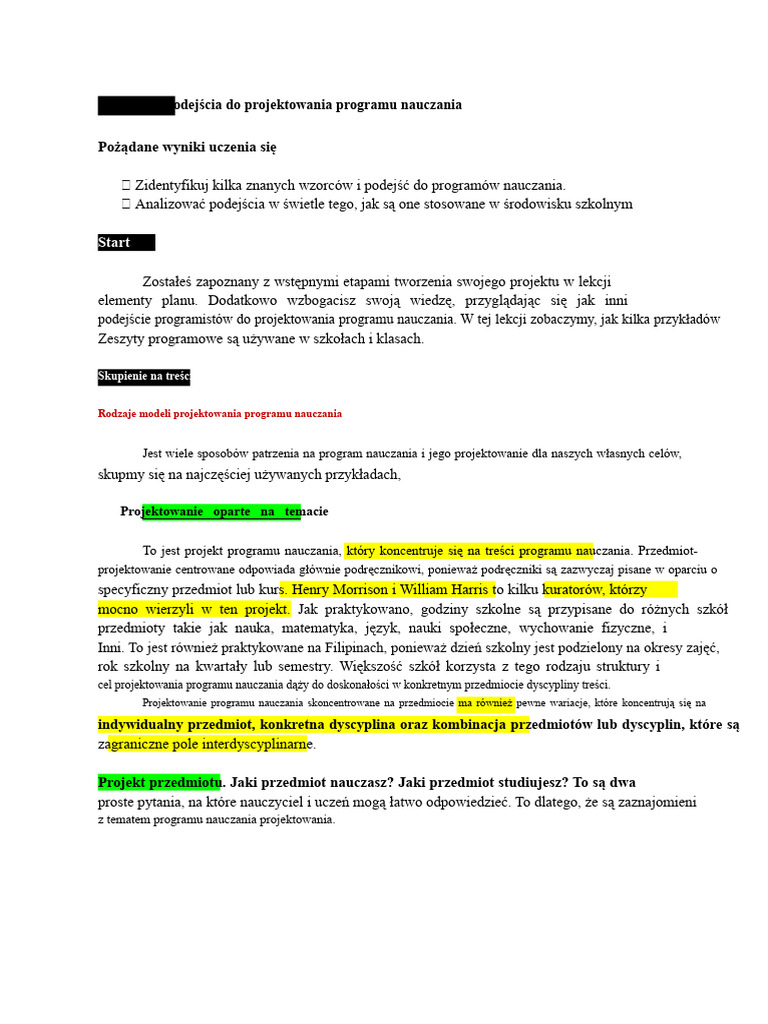 Program Nauczania 8 | PDF