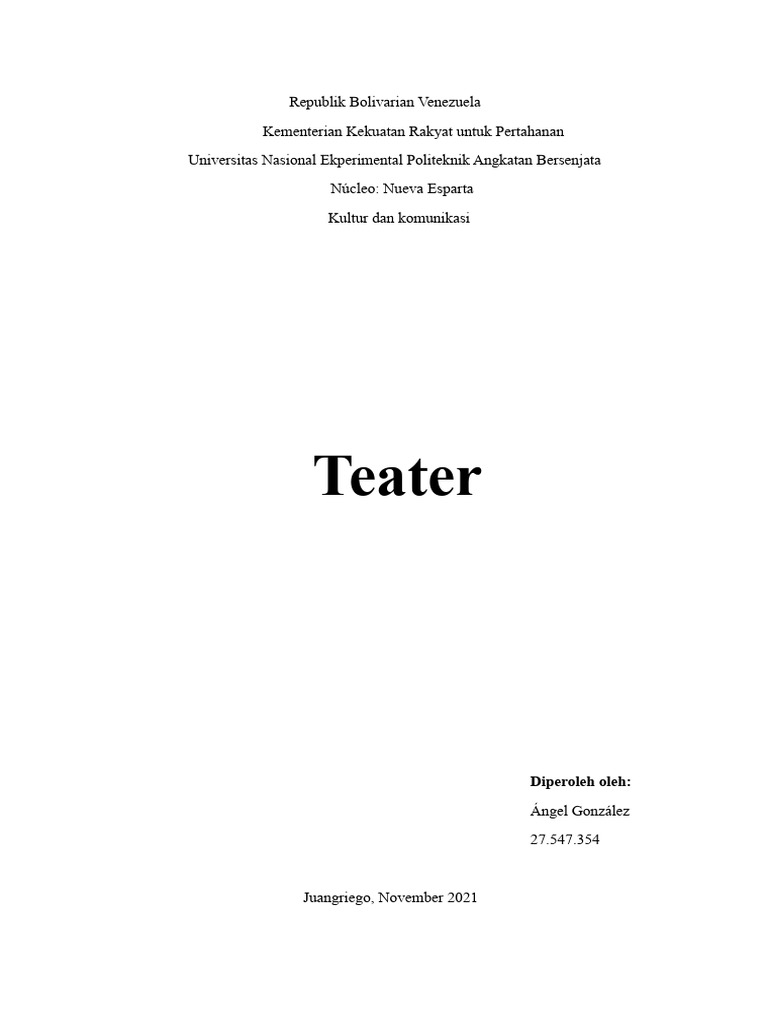 Sejarah dan Jenis Teater di Venezuela | PDF