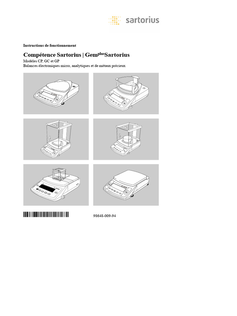 Guide d'utilisation des balances Sartorius | PDF | Calibrage | Balance ...